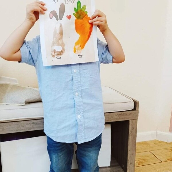Hoppy Happy Easter/ Bunny Carrot / Footprint Handprint Art Craft / Foot ...