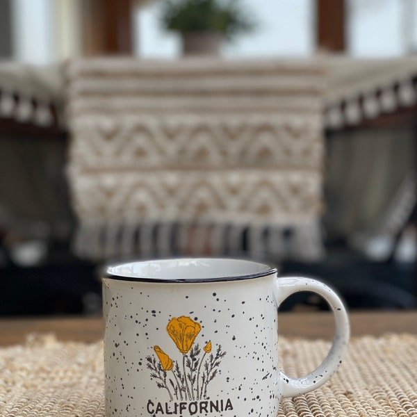 California Poppy 13oz Ceramic Collectors Camp Style Speckled Mug Yellow ...