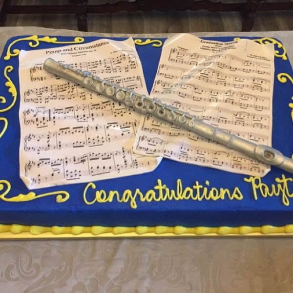 Flute Cake Topper Gum Paste Sugar Edible Instrument Musician Music ...