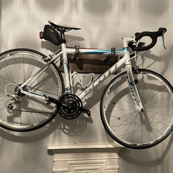 Industrial Rustic Bike Rack. Wall Mounted Bike Display Rack. Wooden ...