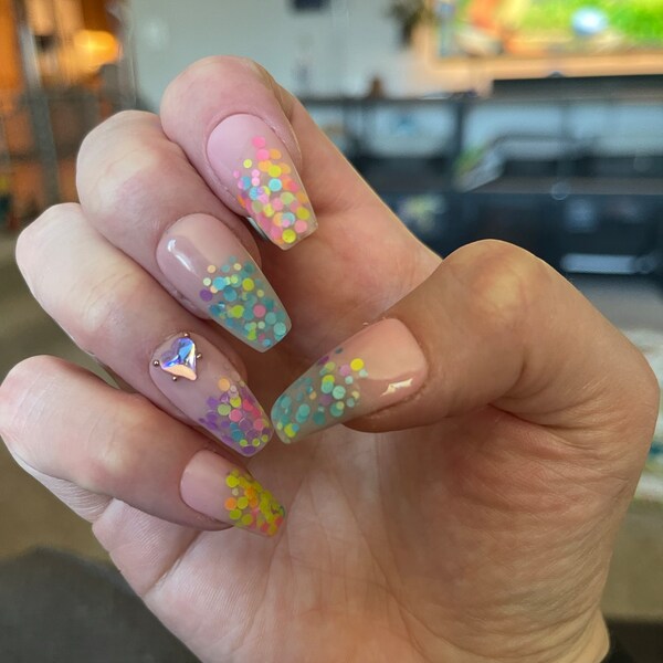 Waterfalls/art Deco Plum/pink Luxury Press on Nails/dramatic Nails ...