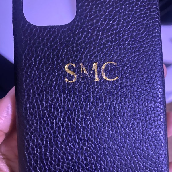 Personalized Leather Case iPhone 11, Monogram Engraved Pebble Vegan ...