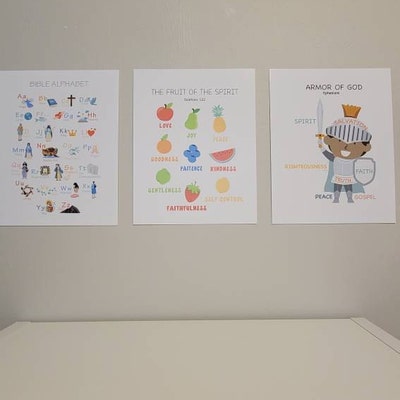 Kids Bible Alphabet, Wall Art, Scripture Posters, Church, Sunday School ...