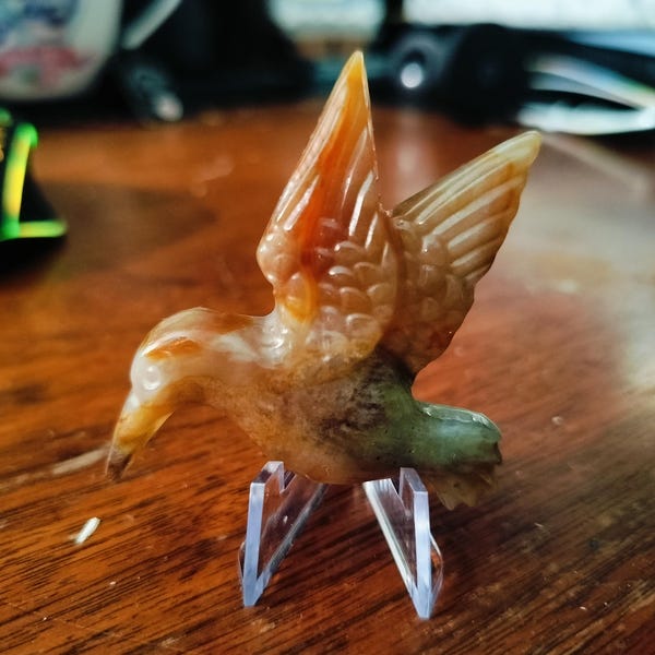 5''natural Hand Carved Obsidian Crow，quartz Crystal，crystal Crow ...