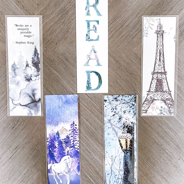 Watercolor Literary Quote Bookmark, Books Are a Uniquely Portable Magic ...