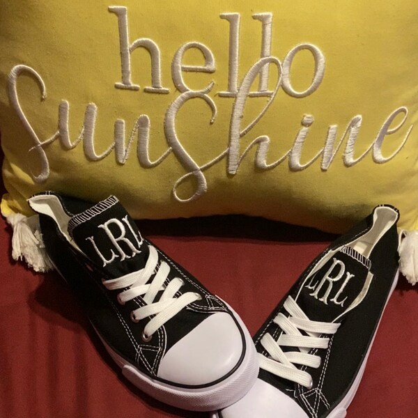 Monogram Canvas Sneaker Shoes, Personalized Womens Shoes, Ladies Canvas ...