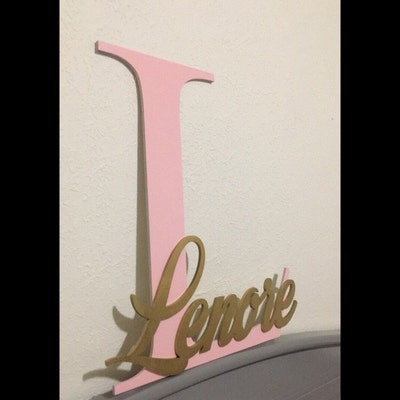 Large Initial With Name Sign, Wood Name Sign, Nursery Name Sign ...