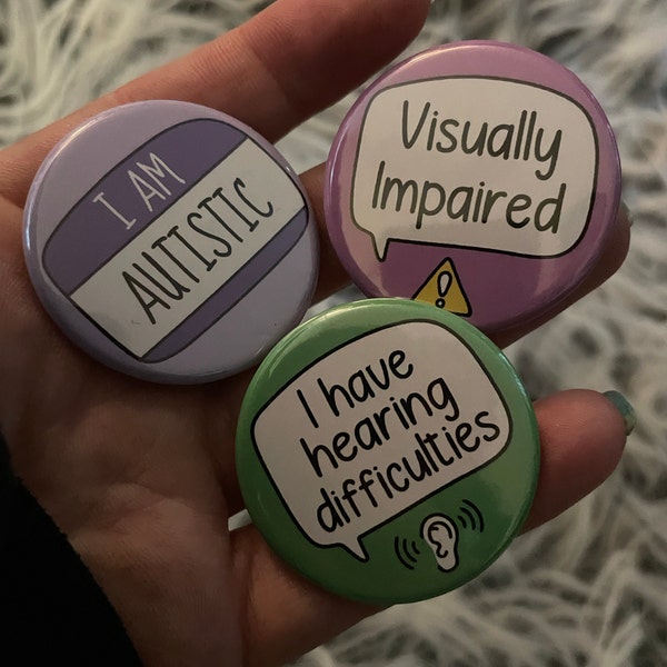 I Have Hearing Difficulties Badge Pin | Hearing Impairment - Hard of ...