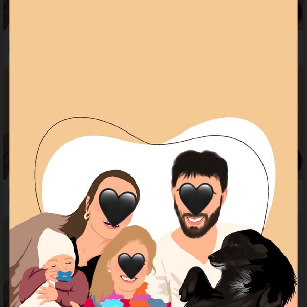 Couple Portrait, Gift for Couple, Faceless Portrait, Engagement Drawing ...