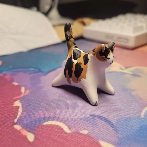 Custom Clay Cat Figurines, Tiny Hand-painted Clay Cats, Tiny Cat ...