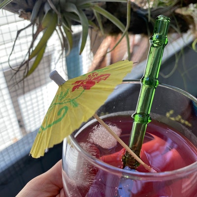Double Mushroom GLASS STRAW Boba Straws Smoothie Straws - Etsy