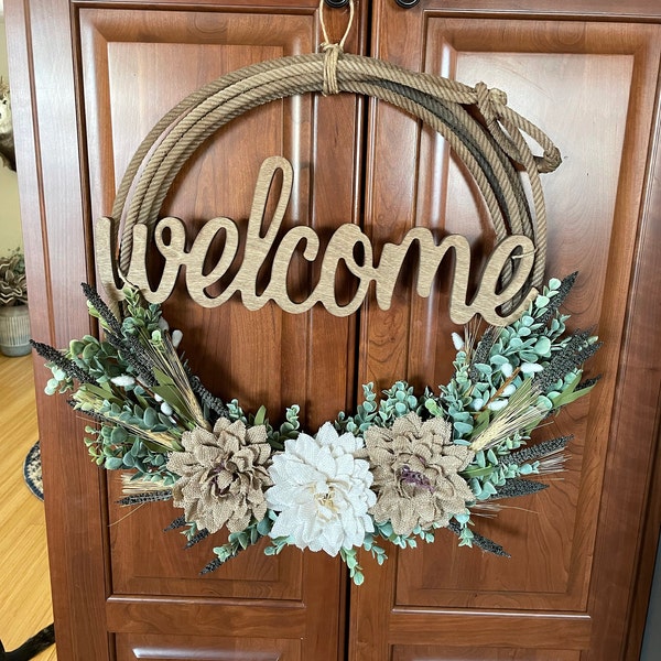 The Wild West 2.0 Rope Wreath, Floral Rope Wreath , Western Rope Wreath ...