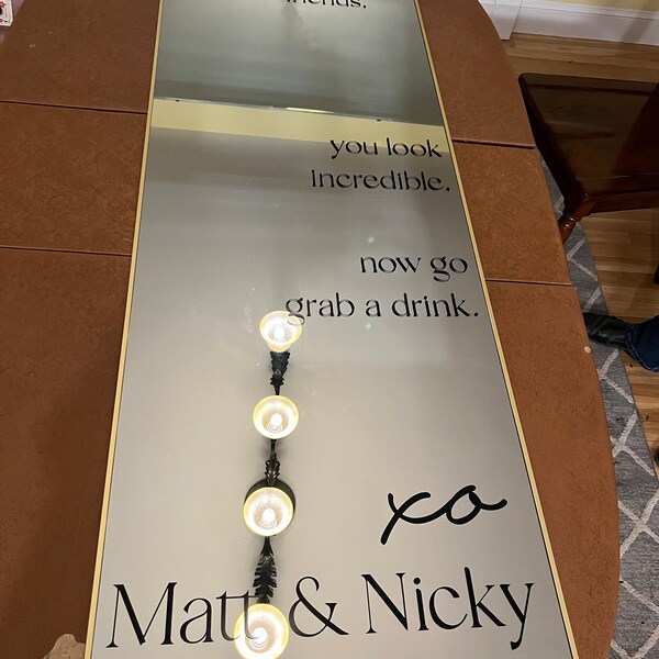 Hey Friends Wedding Decal / Customizable Design Names Mirror Sign Decal ...