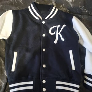 Personalised Kids Varsity Jacket Initial Name College Baseball Style ...