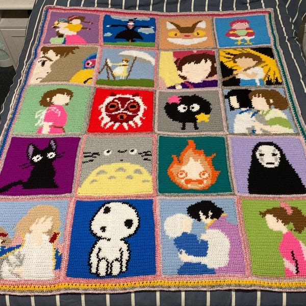 Anime Crochet Blanket Pattern PDF Anime Movie Patchwork - Etsy