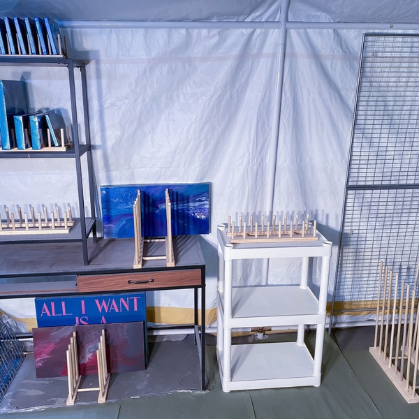 Wooden Dowel Storage Rack - Plate Rack, Framed Art, Picture Frame ...