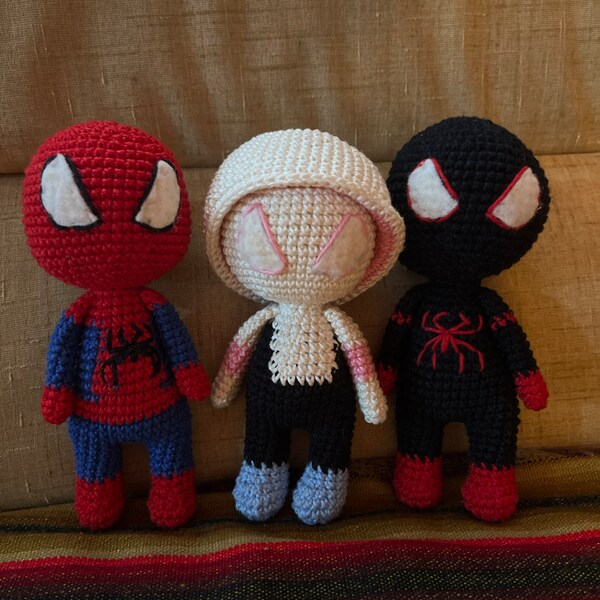 Crochet Set 3 in 1 Patterns Superheroes, Spiderman Crochet, Amigurumi ...