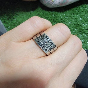 Engraved Stacking Ring Custom Silver Stainless Steel | Etsy