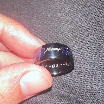 Galaxy Orion Nebula Ring for Women, Engagement Ring Set, Black Titanium ...