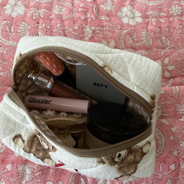 Teddy Makeup Bag, Christmas Gift for Her, Cute Cosmetic Bag, Aesthetic ...