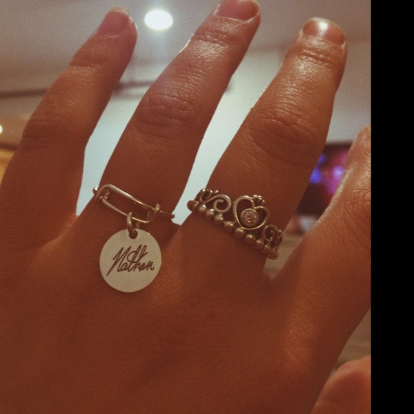 Handwriting Disc Ring - Personalized Disc Ring - Adjustable Ring ...