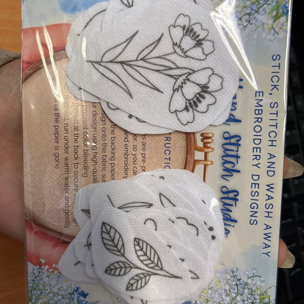 Stick, Stitch and Wash Away, 17pcs Christmas Festive Designs DIY Hand ...