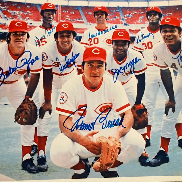 MLB 1970's Big Red Machine Starting 8 Rose Bench REPRINT Autograph 8 X ...