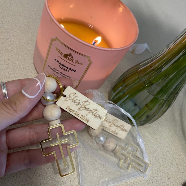Personalized Funeral Keychain Favors, Cross Memorial Service Gifts ...