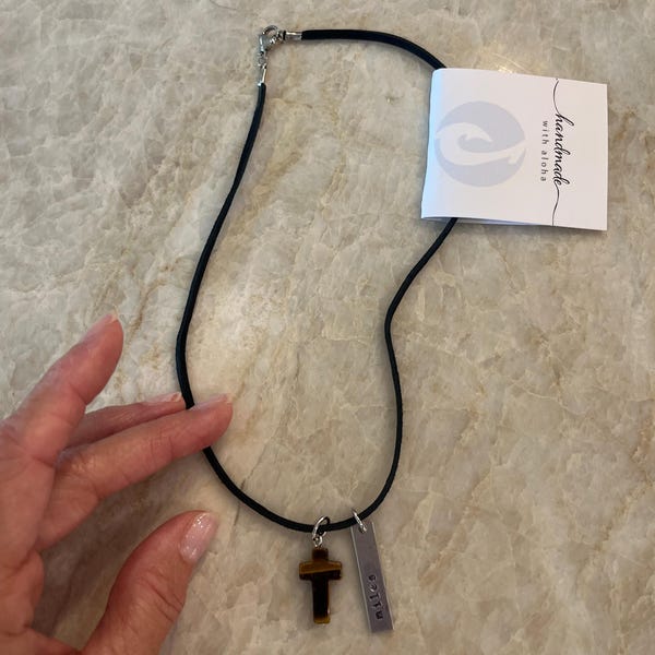 Mens Hawaiian Fish Hook Necklace, With Lava and Shell, Makau Necklace ...