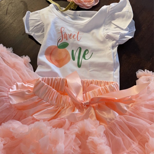 Sweet One Peach Watercolor 1st Birthday Girl Onesie® Pettiskirt Tutu ...
