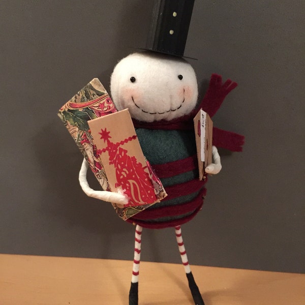 PDF DOWNLOAD DIY Primitive Folk Art Snowman Postman Ornament Pattern by ...