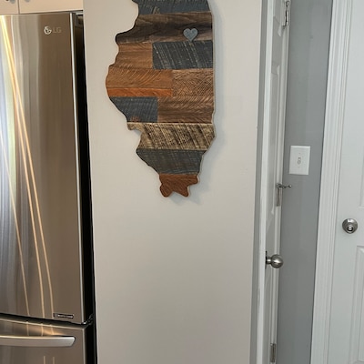 Wooden Illinois State Sign Wall Art Decor, Large Home State Cutout ...