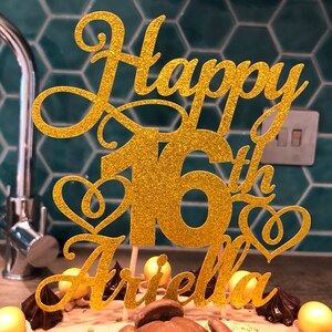 Custom Glitter Cake Topper, Personalised Cake Topper, Any Words Cake ...