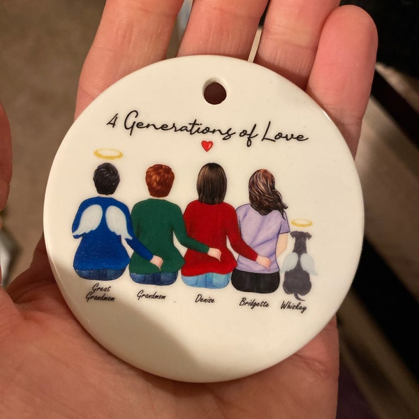 Custom Family Generations Ornament, Personalized Ornament, Family, Gift ...