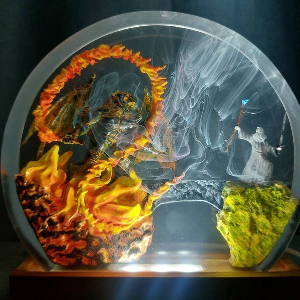 Gan.dalf - Bal.rog Epoxy Resin Lamp, Custom Anime Night Light, Japanese ...