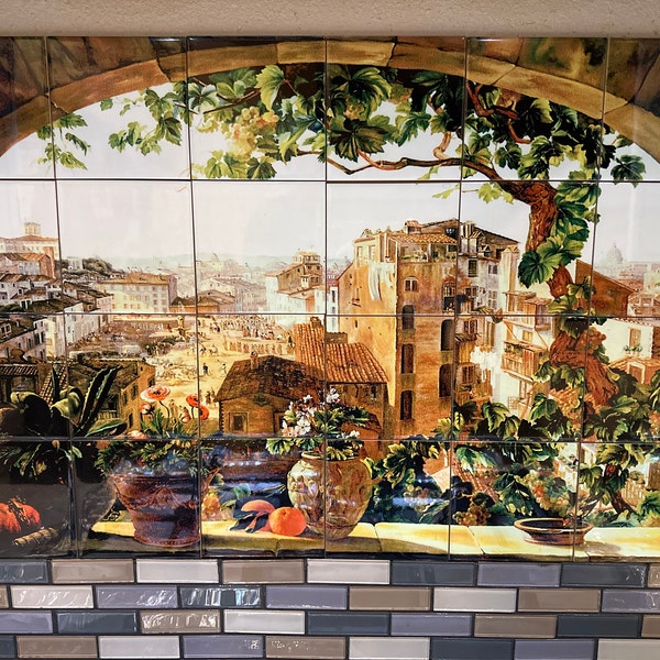 Capri Island Ceramic Wall Art Tile, 8" by 12" Glossy Finish, With or ...