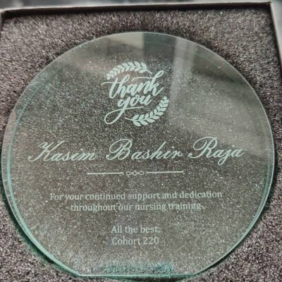 Personalised Thank You Gift Engraved Glass Plaque Award Thank You Gifts ...