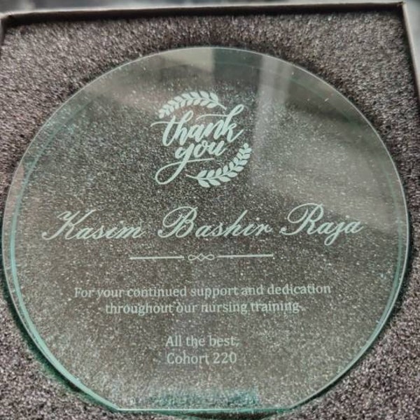 Personalised Thank You Gift Engraved Glass Plaque Award - Thank You ...