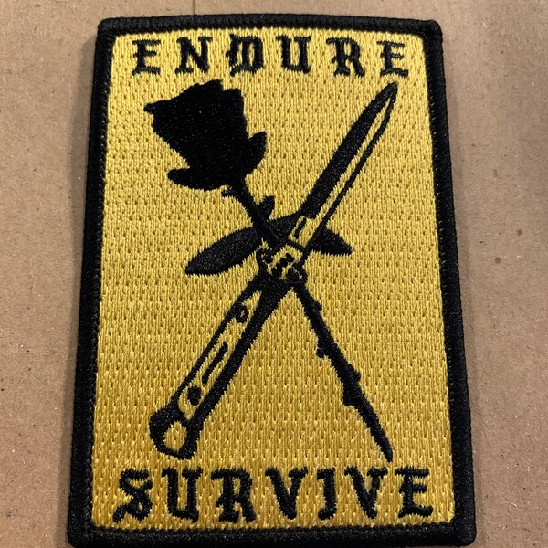 Rose and Switchblade Patch. Endure Survive Iron on Embroidered Patch - Etsy