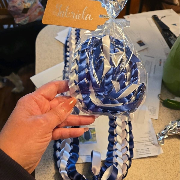 Custom Double Ribbon Graduation Lei With Kraft Name Tag - Etsy