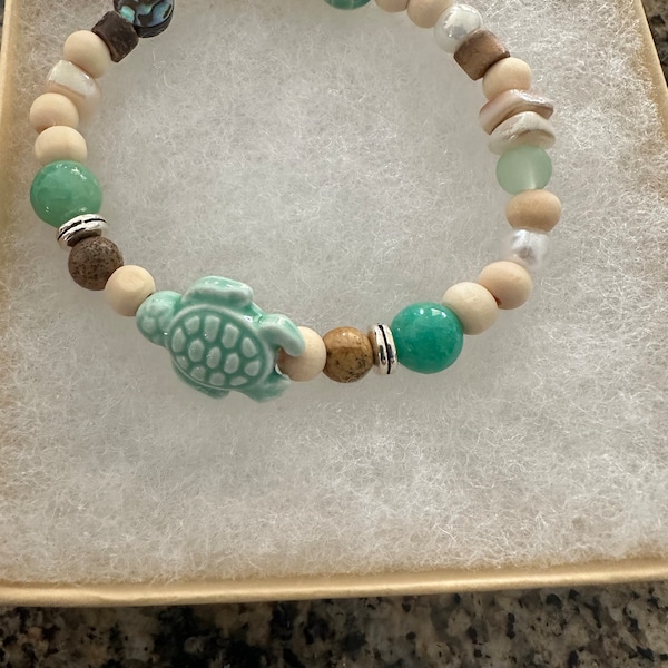 Woman's SEA TURTLE Bead BRACELET Beachy Ocean Turtle Bracelet Save ...