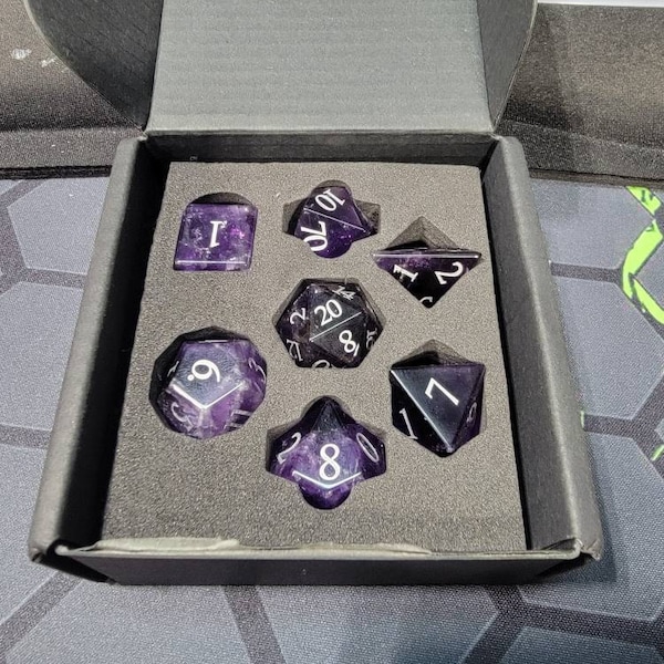 Natural Amethyst Dice Set| Gemstone D20 D&D Dice Set| Dungeons and ...
