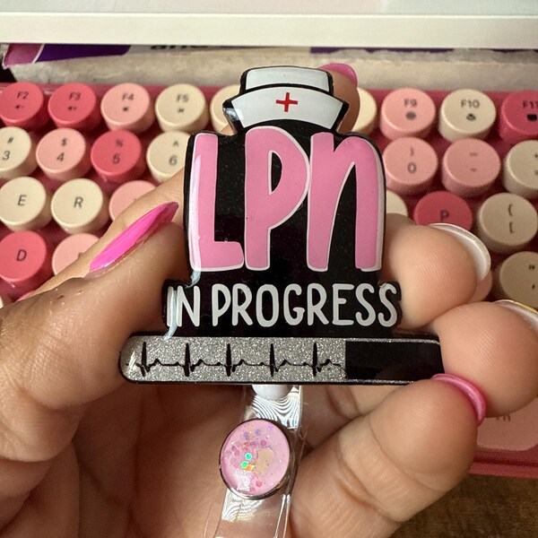 LPN in Progress Badge Reel: Retractable Swivel Alligator Clip, 2”, LPN ...