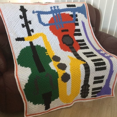 C2C Music Instruments Crochet Pattern / C2C Guitar Flute Cello - Etsy
