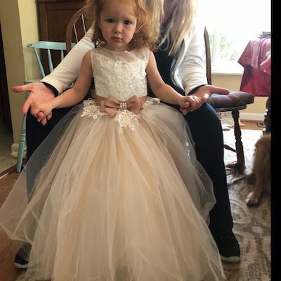 Ivory and Beige Flower Girl Dress Birthday Wedding Party - Etsy