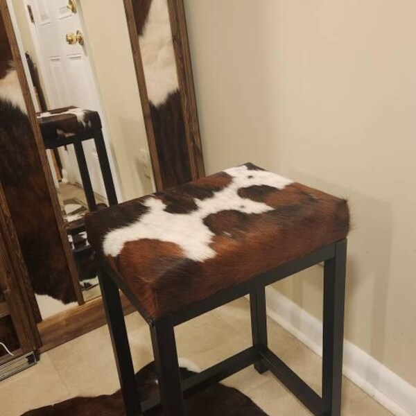 Genuine Cowhide and Steel Stool for Counter Top or Bar - Country Style ...