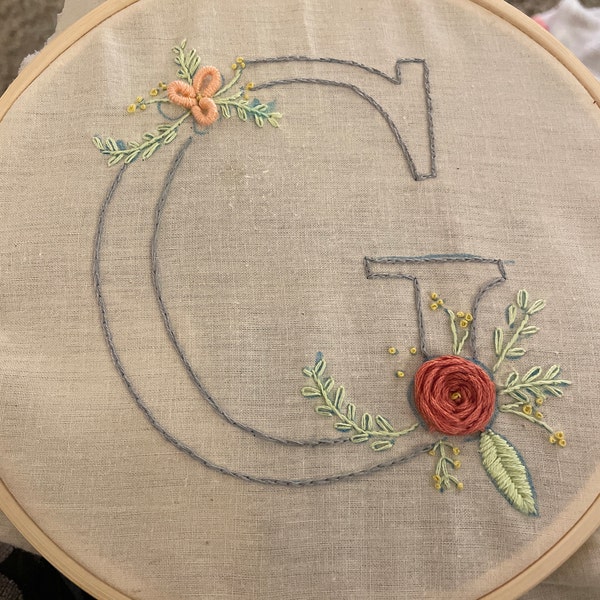 Floral Letters Hand Embroidery Pattern, Floral Initial - 26 Letters ...