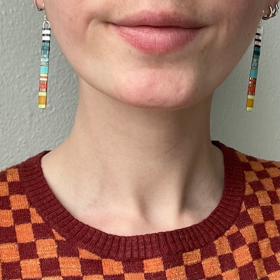 Colorful Long Tila Bead Earrings Miyuki Glass Square Tile Dangle ...