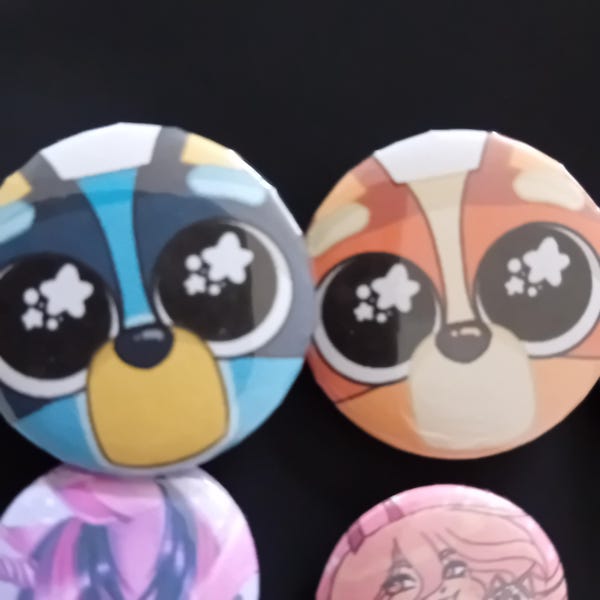 Blue and Orange Dog Inspired Art 32 Mm Pin Button Badge - Etsy