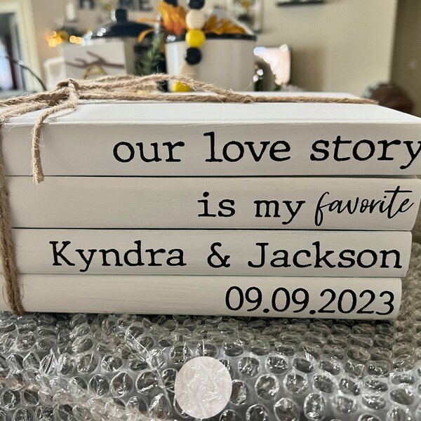 Bucket List Book Stack/ Gift for Wife/ Library Decor/ Shabby Chic Book ...